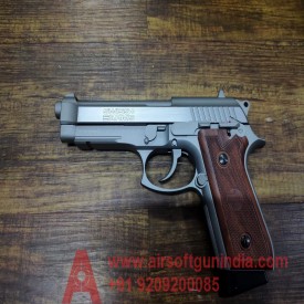 Beretta M9 Style Swiss Arms P92 CO2 Pistol nickel - Airsoft Gun India