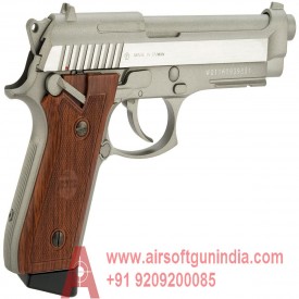 Beretta M9 Style Swiss Arms P92 CO2 Pistol nickel - Airsoft Gun India