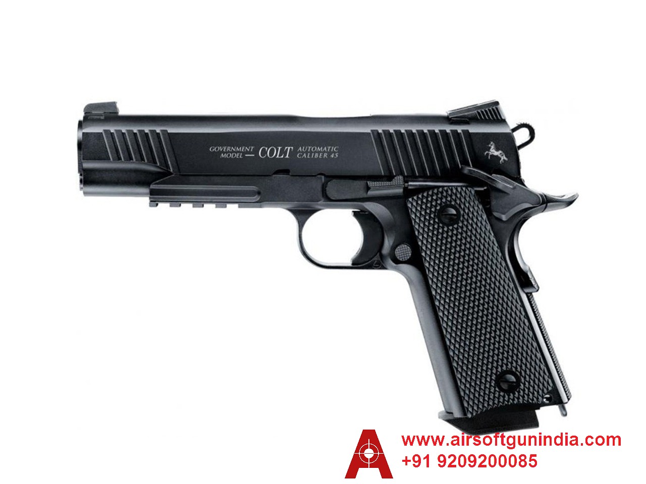 Colt M45 CQBP Cal .177, 4.5mm Co2 BB Blowback Full Metal Air Pistol by Airsoft Gun India.