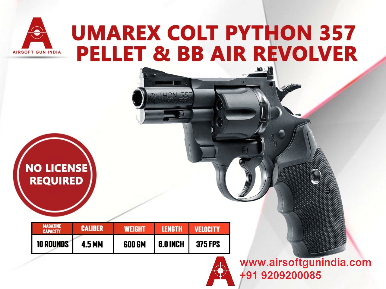 Colt Python 2.5" .357 CO2 Pellet/BB Revolver By Airsoft gun india