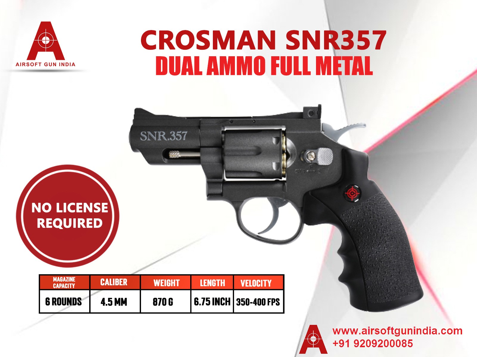 Crosman SNR357 CO2 Dual Ammo Full Metal Revolver | Airsoft Gun India