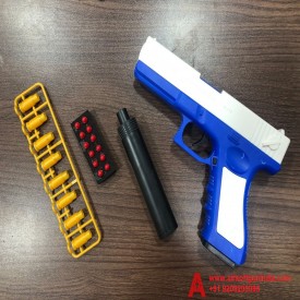 Shell Ejecting Glock 18 Soft Bullet Airsoft Pistol - Blue Toy Gun for Kids