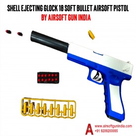 Shell Ejecting Glock 18 Soft Bullet Airsoft Pistol - Blue Toy Gun for Kids
