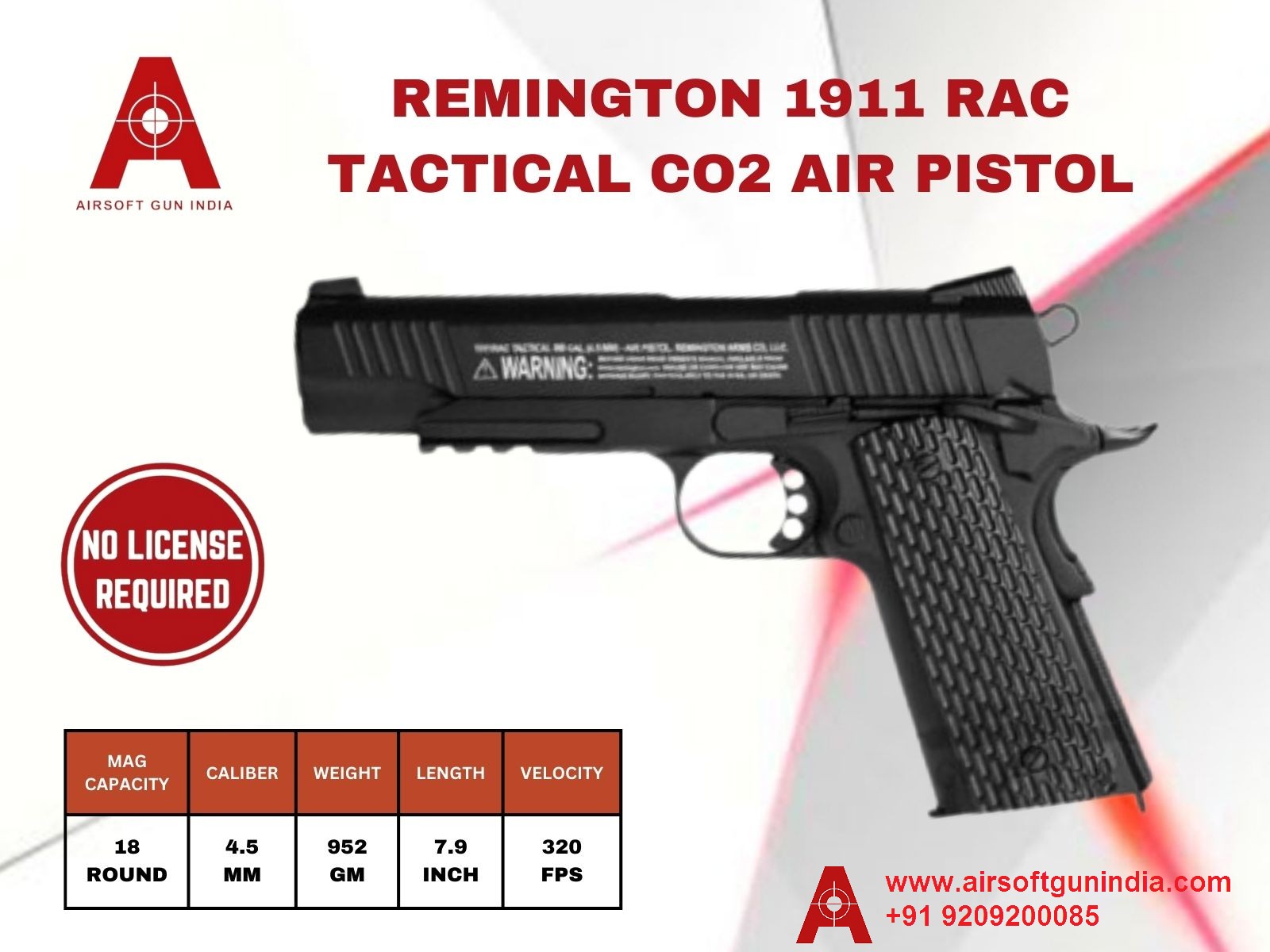Remington 1911 RAC Tactical Air Pistol - Authentic 4.5mm CO2 BB Gun ...