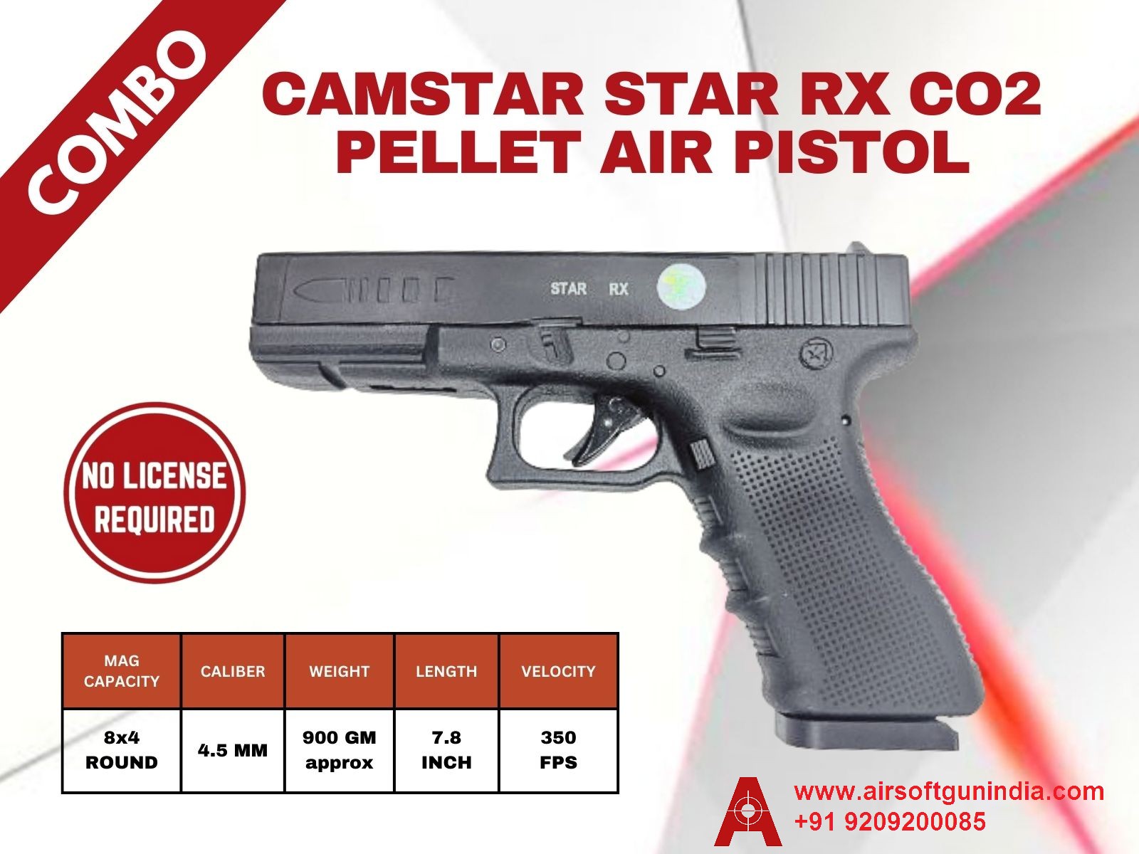 Camstar Star RX Gen 3 CO2 Pellets Air Pistol Combo deal - Made in India | Semi-Automatic Air Pistol